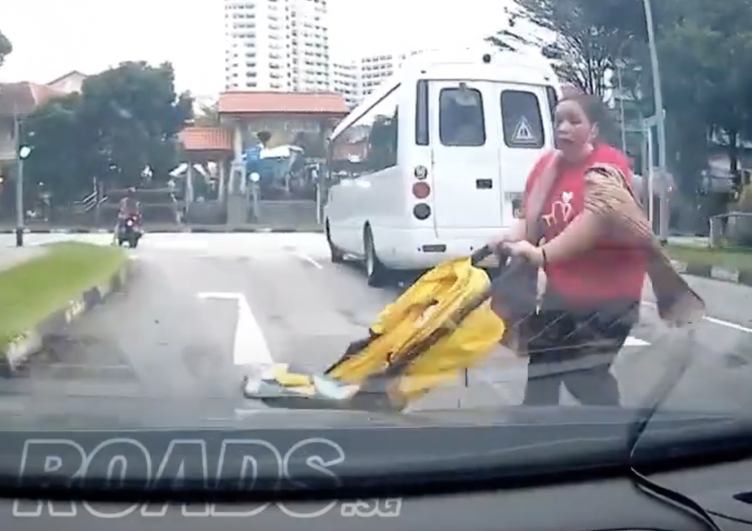 Pedestrian jaywalking and almost knocked down by cam car